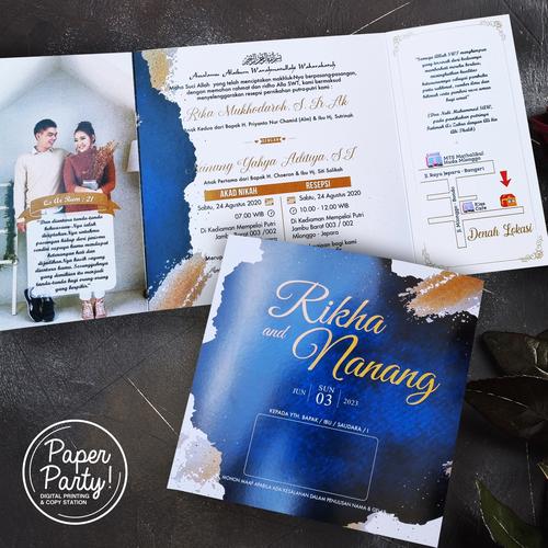 Jual undangan pernikahan tema biru gold watercolor - Kota Surabaya ...