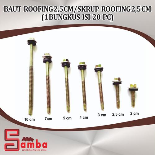 Jual BAUT ROOFING 2,5 CM / SKRUP ROOFING 2,5 CM (1 BUNGKUS ISI 20 PC ...