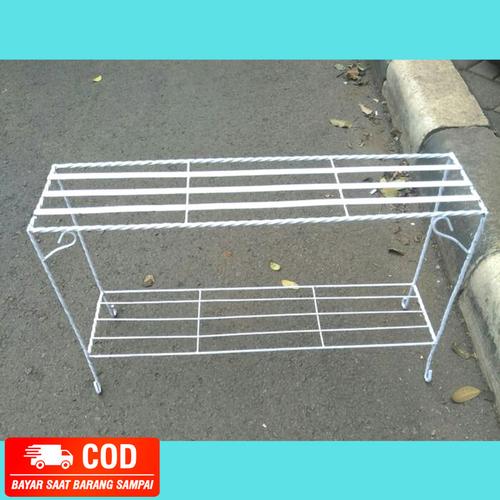 Jual Tempat Pot Bunga Dekorasi Rak Besi Panjang 2 Susun / Standing ...