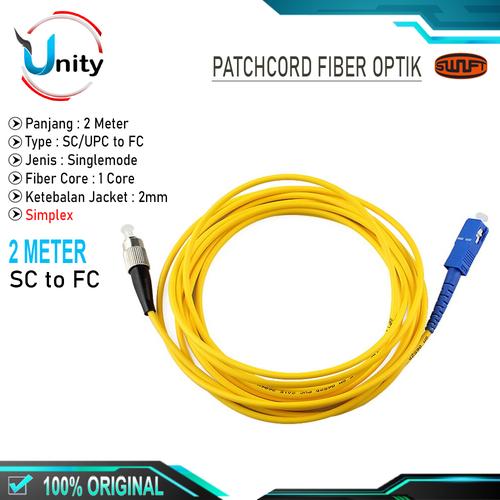 Jual Patchcord Simplex SC FC 2Meter Patch Cord 2M Kabel Fiber Optik FO ...