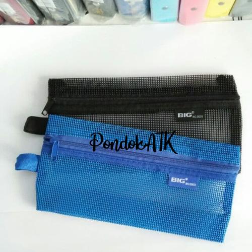 Jual Kotak Pensil Jaring-jaring Warna Map Zipper Jaring BIG - Biru ...