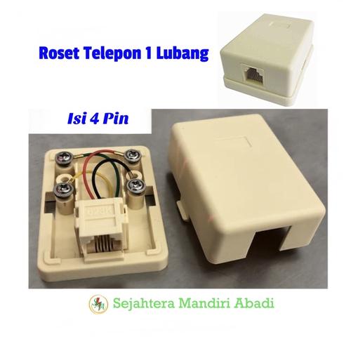 Jual Roset Telepon Telp 1 Lubang 1 Port 4 Pin RJ11 Terminal Telp 4 ...