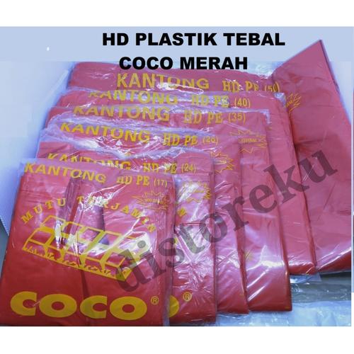 Jual 1000gr Kantong kresek HD Plastik MERAH TEBAL COCO 50 RAJA JUMBO ...
