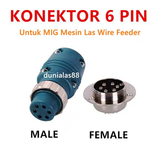 Jual Plug+Socket konektor 6 Pin Mig Male+Female 6pin Connector Pana 1 ...