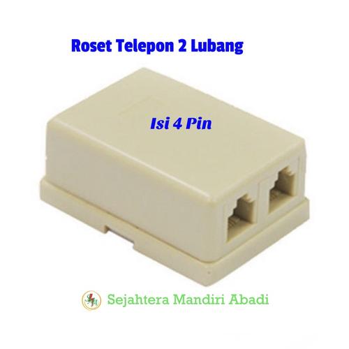 Jual Roset Telepon Telp 2 Lubang 2 Port 4 Pin RJ11 Terminal Telp 4 ...