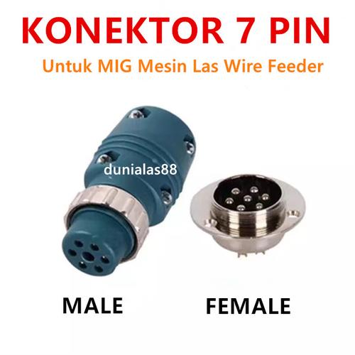 Jual Plug+Socket Konektor 7 Pin Mig Male+Female Connector 7pin Pana 1 ...