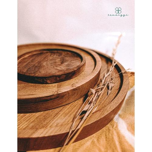 Jual Round Tray/ Nampan Kayu Bulat / Wooden Tray /Piring Kayu Bulat ...