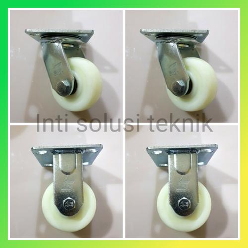 Jual roda troli 4 inch nilon heavy duty 1 set ( 2hidup 2mati ...