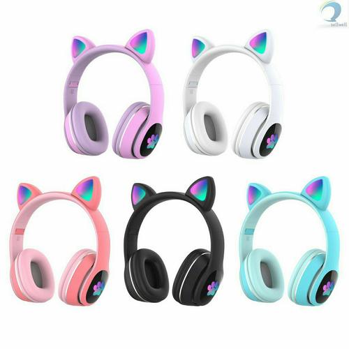 Jual Headset Bluetooth telinga Kucing Headphone Untuk Anak pink lucu ...