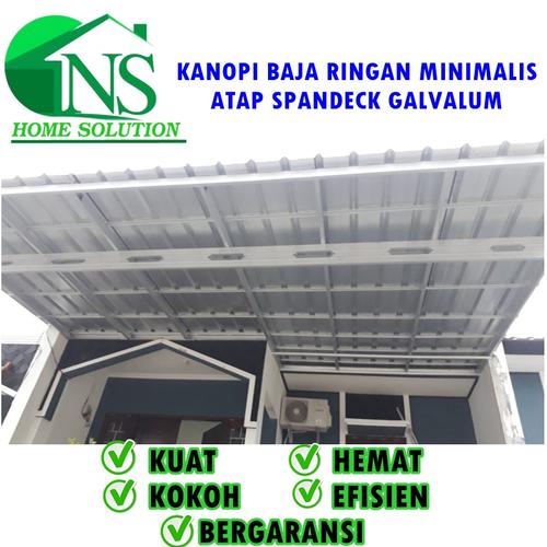 Jual Pemasangan Kanopi Baja Ringan Minimalis Atap Spandeck Galvalum Garansi Pasang Spandek