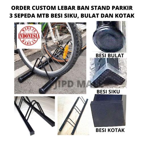 Jual CUSTOM Bike Stand Standar Parkir 3 Sepeda MTB Besi Bulat Siku ...