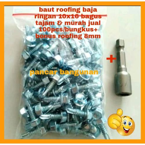 Jual BAUT BAJA RINGAN 10x16 PAKET 100 PCS+MATA ROOFING 8MMX42 - BAUT ...