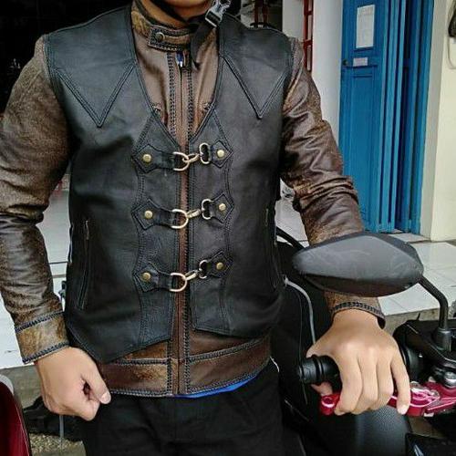 Jual Rompi Kulit asli pria - Rompi kulit motor bahan kulit asli - S ...