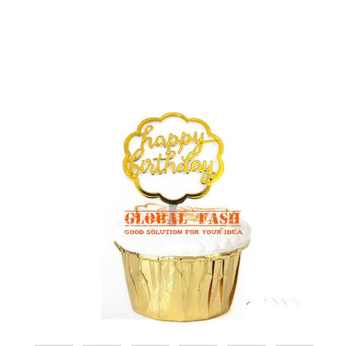 Jual Topper cake hbd bulat mini / cake Topper Happy Birthday Gold ...
