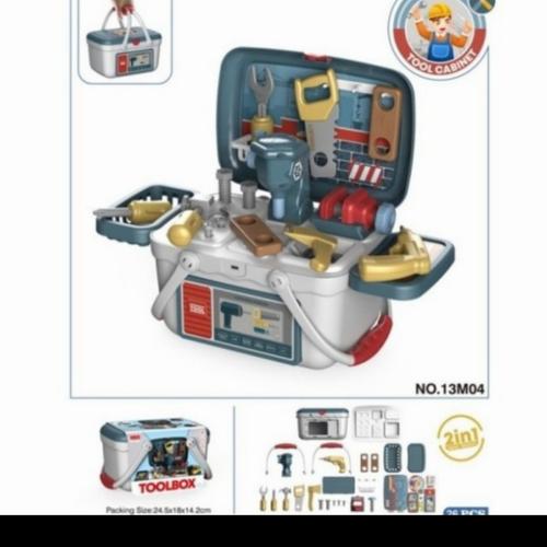 Jual Tool Box 2 in 1 mainan alat pertukangan set / mainan anak anak ...
