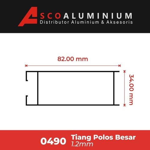 Jual Aluminium Tiang Polos Besar 1.2mm Profile 0490 Swing Door - Hitam ...
