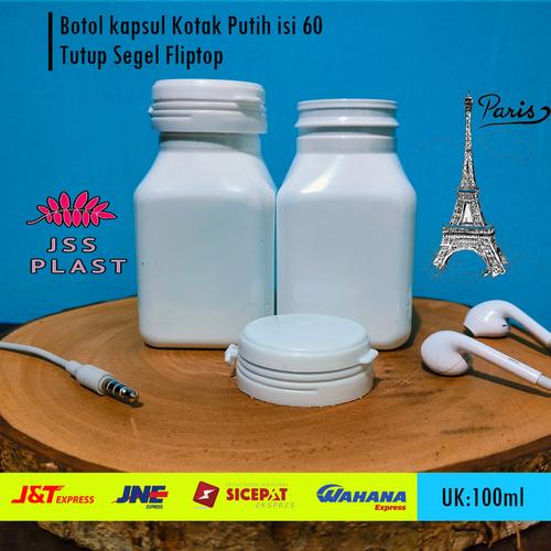Jual Botol Kapsul Isi 60 Kotak Putih Tempat Capsul Plastik Obat 100ml ...
