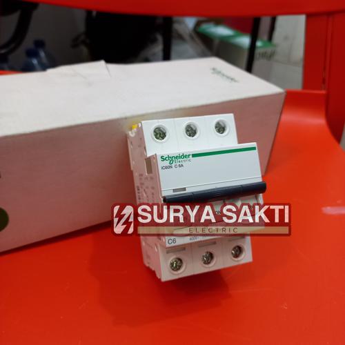 Jual SCHNEIDER MCB 6KA IC60N 3P 6A 10A 16A 20A A9F74306 /10/16/20 ...