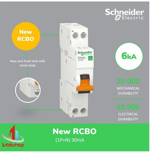 Jual New RCBO slim (MCB + ELCB) 1P+N 16A 30mA 6kA Schneider - DOMD01616 - Kab. Bandung ...