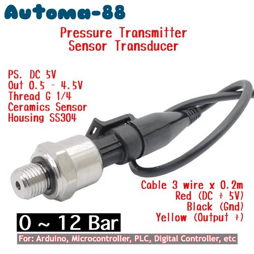 Jual Pressure Sensor 0-12Bar DC 5V 12 Bar with Waterproof Connector 1,2 ...