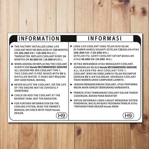 Jual Stiker Informasi Coolant - Kota Bandung - Stickerku11 | Tokopedia