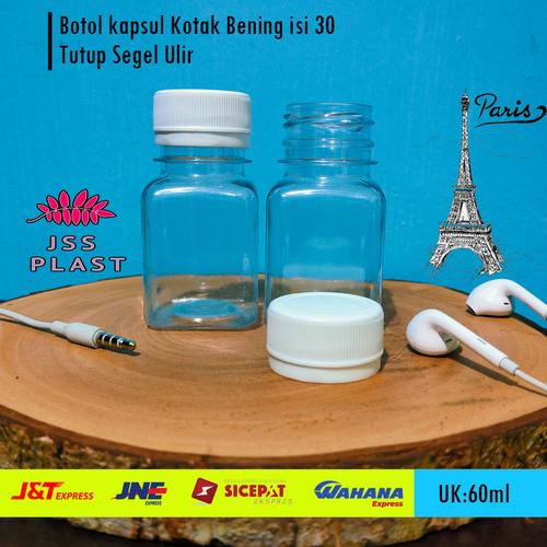 Jual Botol Kapsul 60ml Kotak Bening Isi 3 / Tempat Obat 60ml Tutup Ulir ...