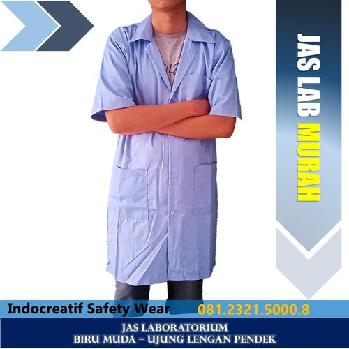 Jual Jas Lab Laboratorium Lengan Pendek Non Disposable Warna Biru Muda ...
