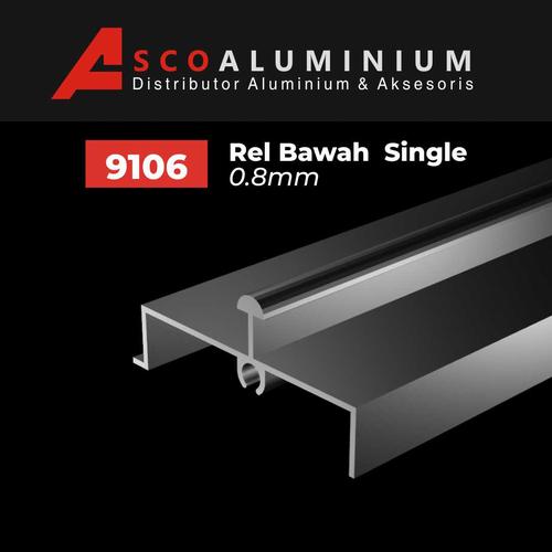 Jual Aluminium Rel Bawah Single Profile 9106 Sliding Door - Hitam ...