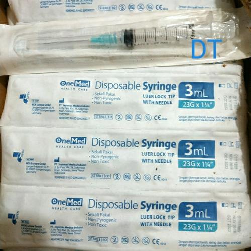 Jual onemed syringe 3cc needle / jarum suntik 3 cc / spuit needle 3 cc ...