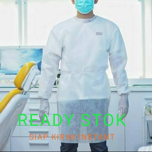 Jual APD GOWN DISPOSIBLE PUTIH/BAJU GOWN PUTIH/ NON SURGICAL GOWN ...