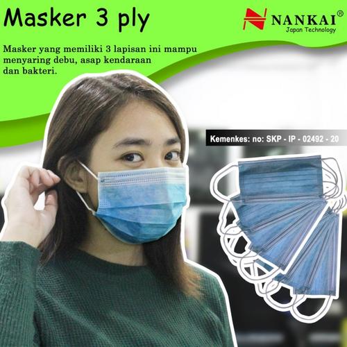 Jual Masker 3 Ply LAPIS Sekali Pakai isi 50 Nankai KEMENKES RUMAH SAKIT ...