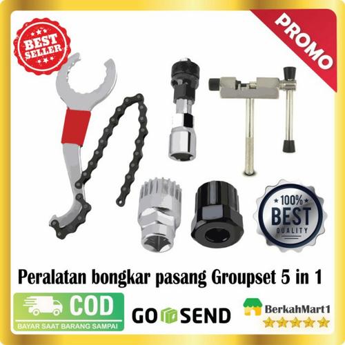 Jual KUNCI SPROCKET CRANK SET 5 IN 1 ALAT REPARASI SEPEDA MURAH LENGKAP ...