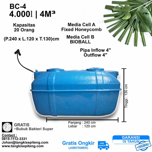 Jual SEPTIC TANK BIOTECH, BIOFIL, BIOTANK 4000Liter 4m3 - Jakarta Barat ...