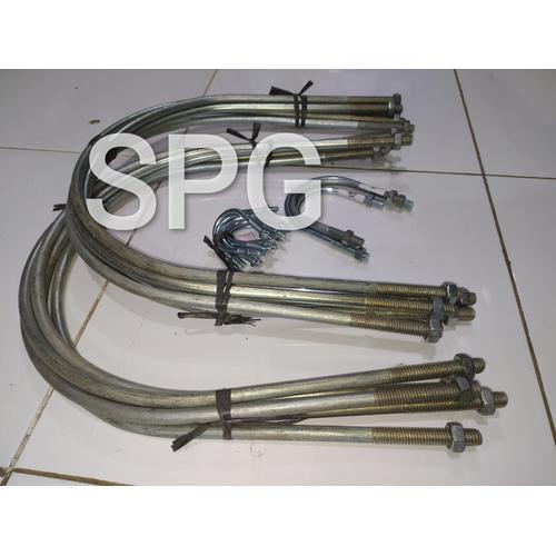 Jual U Bolt Galvanis 12 x 1/2" inch Klem Galvanis Pipe Clamp Klem Pipa ...
