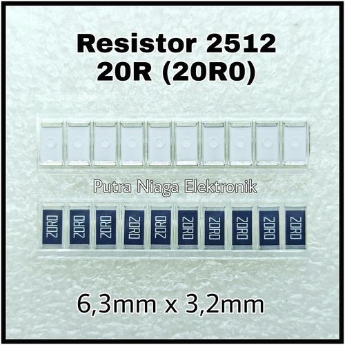 Jual Resistor SMD 2512 20R 1W 20ohm 20 Ohm 20R0 Ukuran Besar 6,3x3,2mm ...