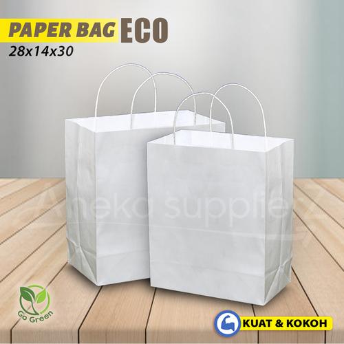Jual Paper Bag Polos - Paper Bag Tali Kertas | 28 x14 x 30 - PUTIH ...