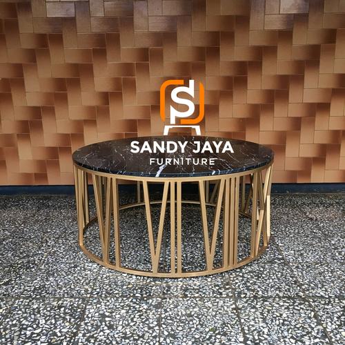 Jual Meja tamu bulat marmer hitam, round table marble, coffee table ...