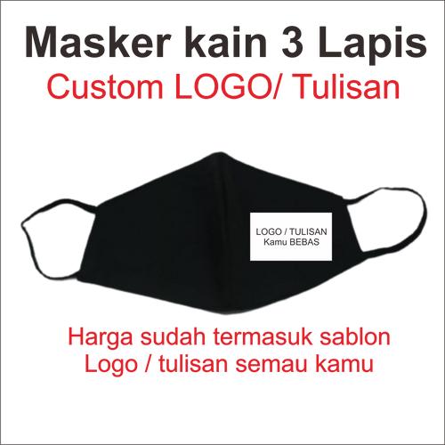 Jual Masker custom logo atau tulisan bebas bahan kain 3ply - Kab ...