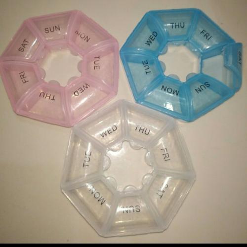 Jual Pil Box Seminggu/Tempat Penyimpanan Obat/Kotak Obat Bulat - Putih ...