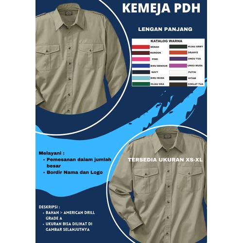 Jual Kemeja Lapangan PDH/PDL Lengan Panjang - Biru Muda, M - Kab ...