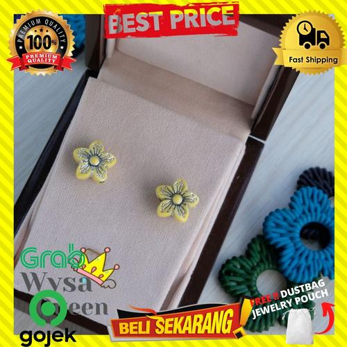 Jual ANTING WANITA TITANIUM TUSUK MOTIF BUNGA WARNA WARNI MODEL SIMPLE ...