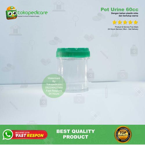Jual Pot Urine 60cc Tutup Hijau Plastik Mika | Bocal Urin 60 cc 60ml 60 ...