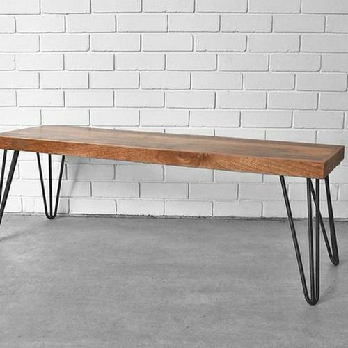 Jual bench industrial - solid Wood & metal bench Furniture Besi - 150cm ...
