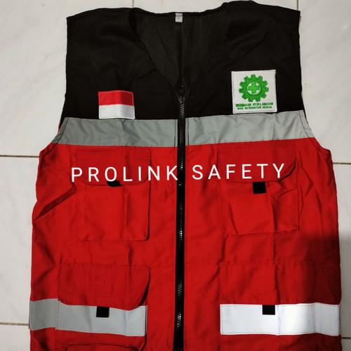 Jual ROMPI SAFETY BAHAN DRILL MERAH HITAM BERLOGO K3 BENDERA PAKAI ...