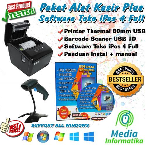 Jual Paket Kasir Printer Thermal 80mm USB Barcode Scanner USB 1D ...