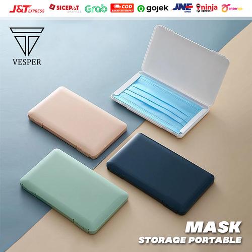Jual mask storage / box portable tempat masker medis disposable - blue ...