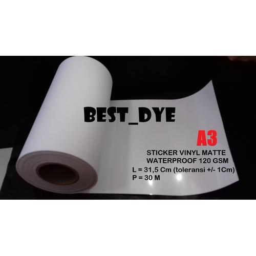 Jual Sticker Vinyl MATTE Inkjet WATERPROOF 120 GSM , A3= 31,5 Cm x 30 M ...