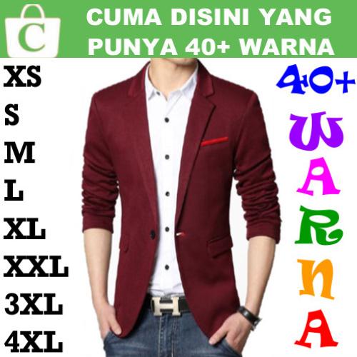 Jual JAS BLAZER TEBAL Pria Resmi Kerja Kantor Saku MERAH MAROON LIS ...