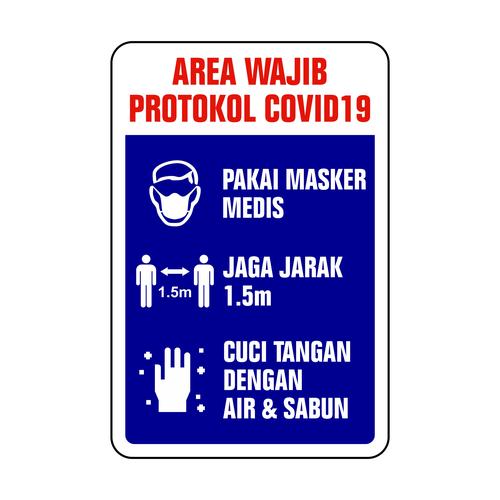 Jual RAMBU 3M AKB WAJIB PAKAI MASKER JAGA JARAK 20CM X 30CM PLAT ...