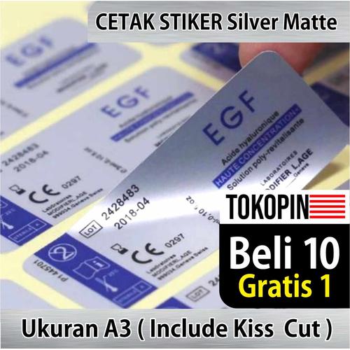 Jual Custom Cetak Stiker Silver Matte Label Metallic A3+ & KISS CUT ...